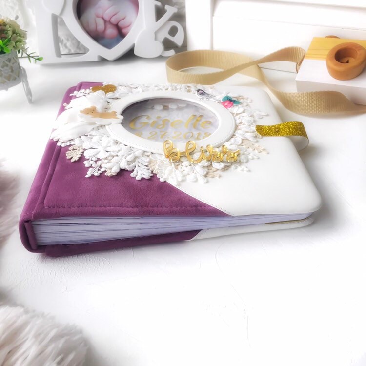 Baby Memory Book / Memory Album Photo Album Purple Scrapbook | Etsy