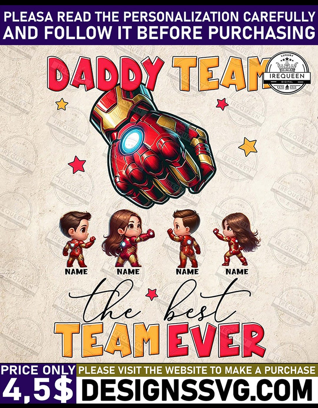 Custom Daddy Team Png, the Best Team Ever Png, Superhero Png, Dad and ...
