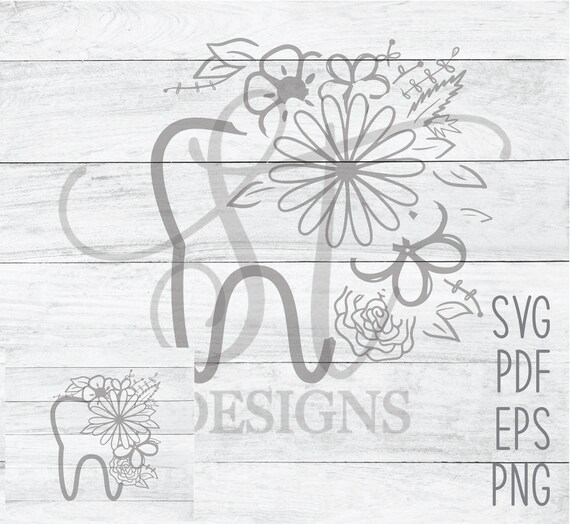 Tooth Floral With Separate Pieces SVG PDF EPS Png Digital | Etsy