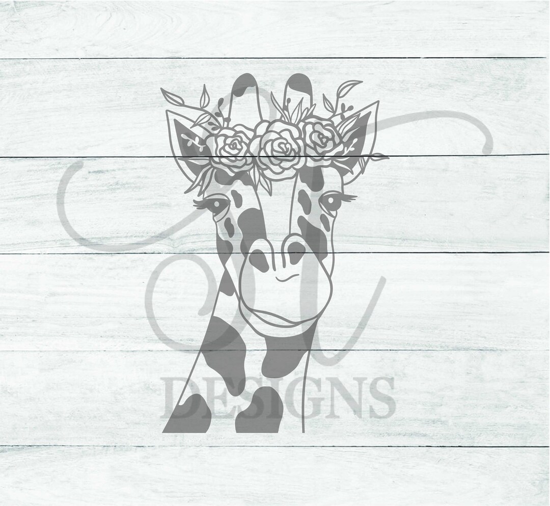 Giraffe Floral SVG PDF EPS Png, Digital File, Laser Engraved, Laser Cut ...