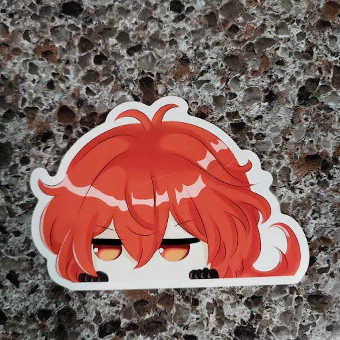Diluc Peeker Vinyl Sticker | Genshin Peeker Decal | Diluc Vinyl Car ...