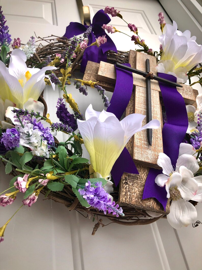 Easter Wreath, Easter Wreath With Cross, Wreath With Cross, Spring ...