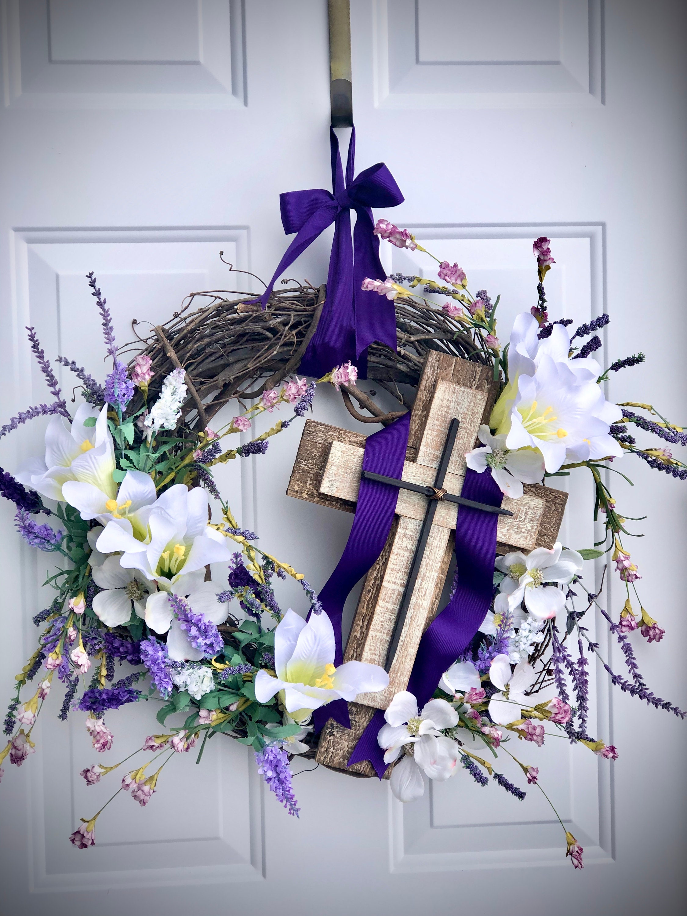 Easter Wreath, Easter Wreath With Cross, Wreath With Cross, Spring ...