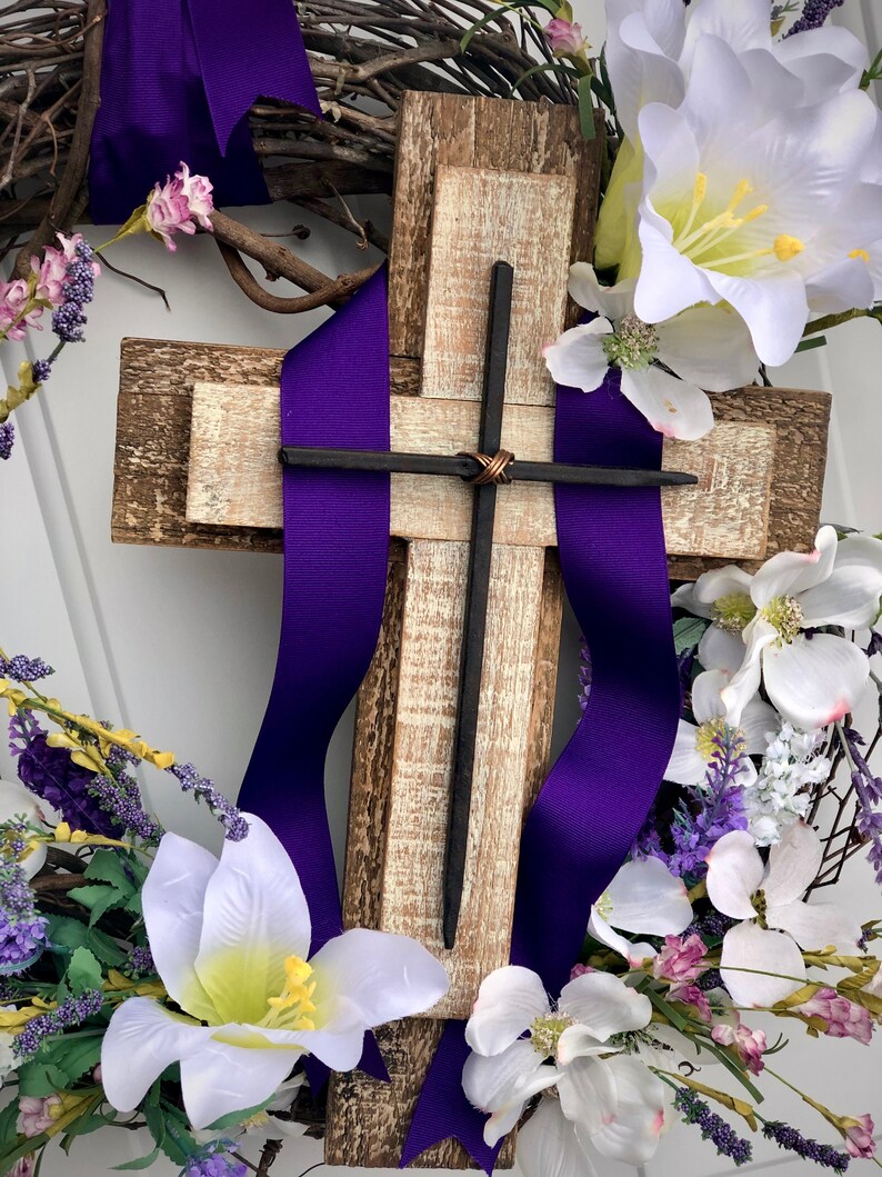 Easter Wreath, Easter Wreath With Cross, Wreath With Cross, Spring ...
