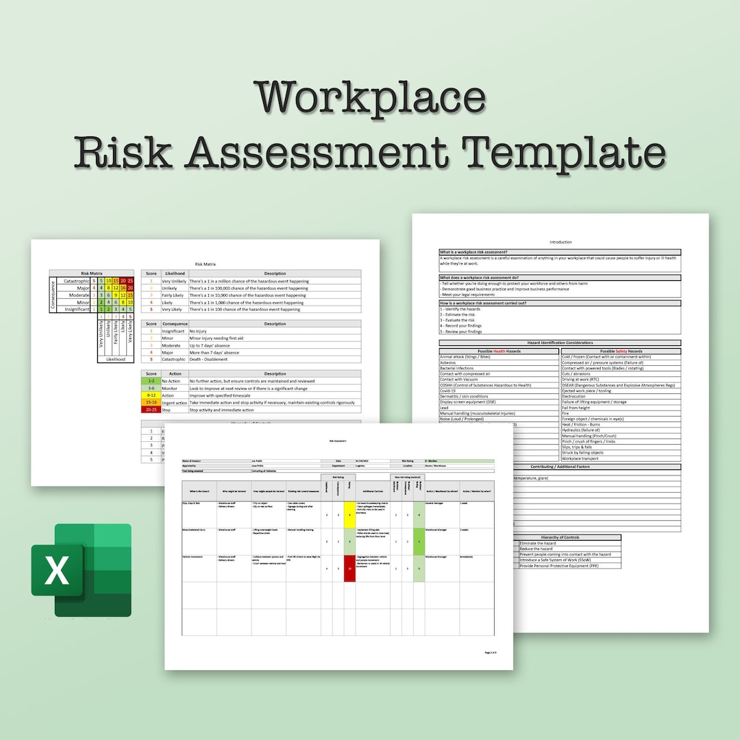 Workplace Risk Assessment Template (digital Download) - Etsy Workplace Risk Assessment Template (digital Download) - Etsy
