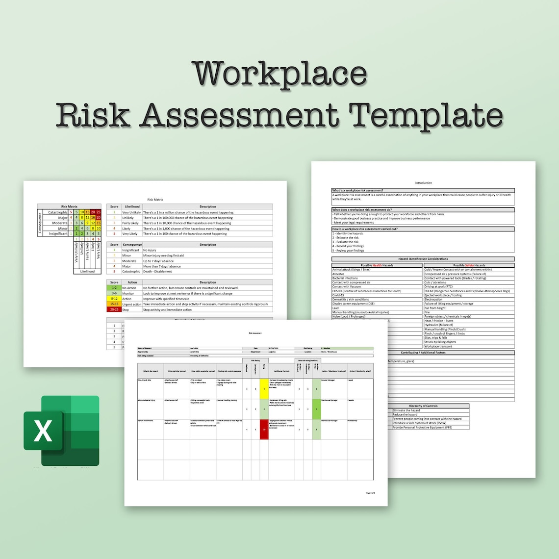 Workplace Risk Assessment Template (digital Download) - Etsy