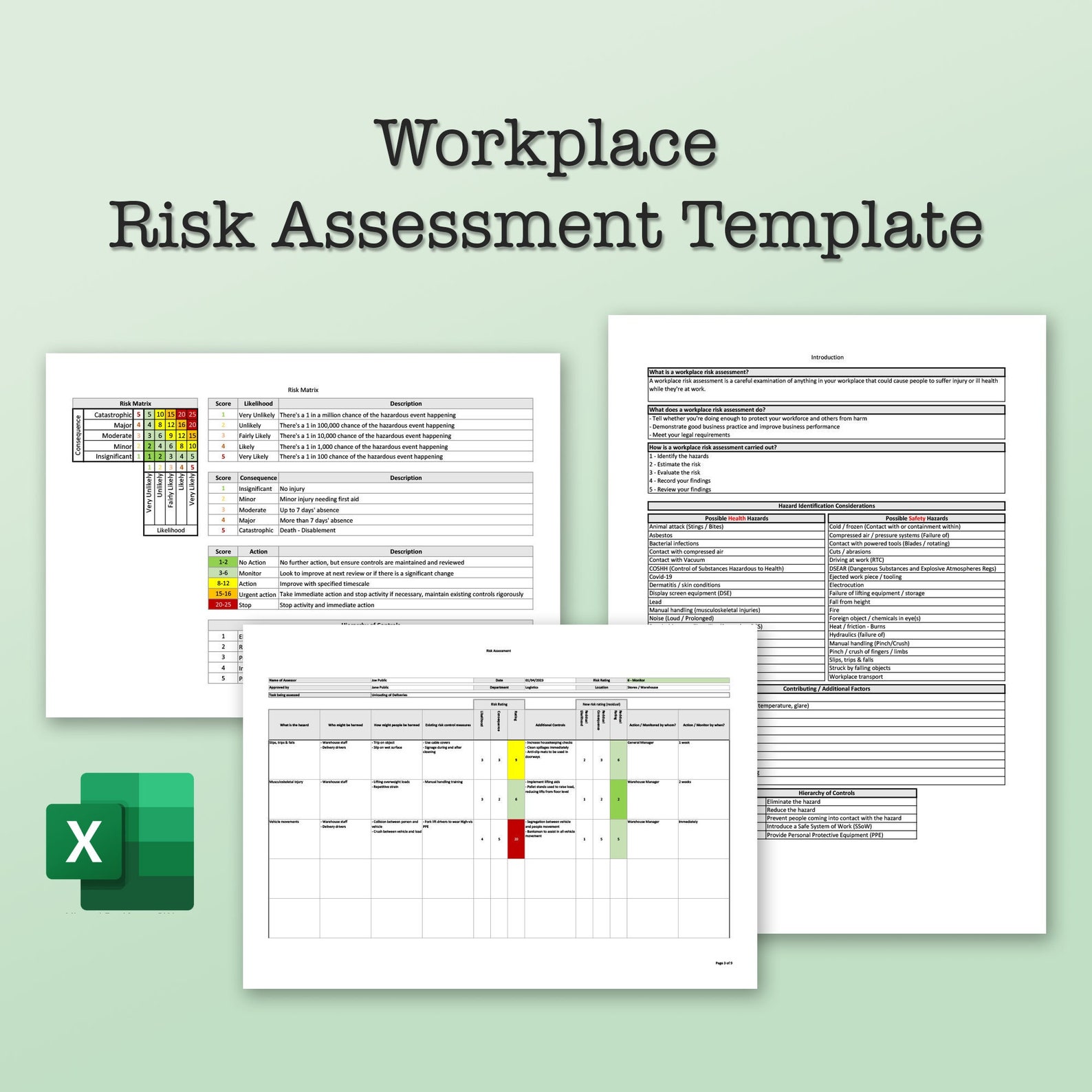 Workplace Risk Assessment Template (digital Download) - Etsy