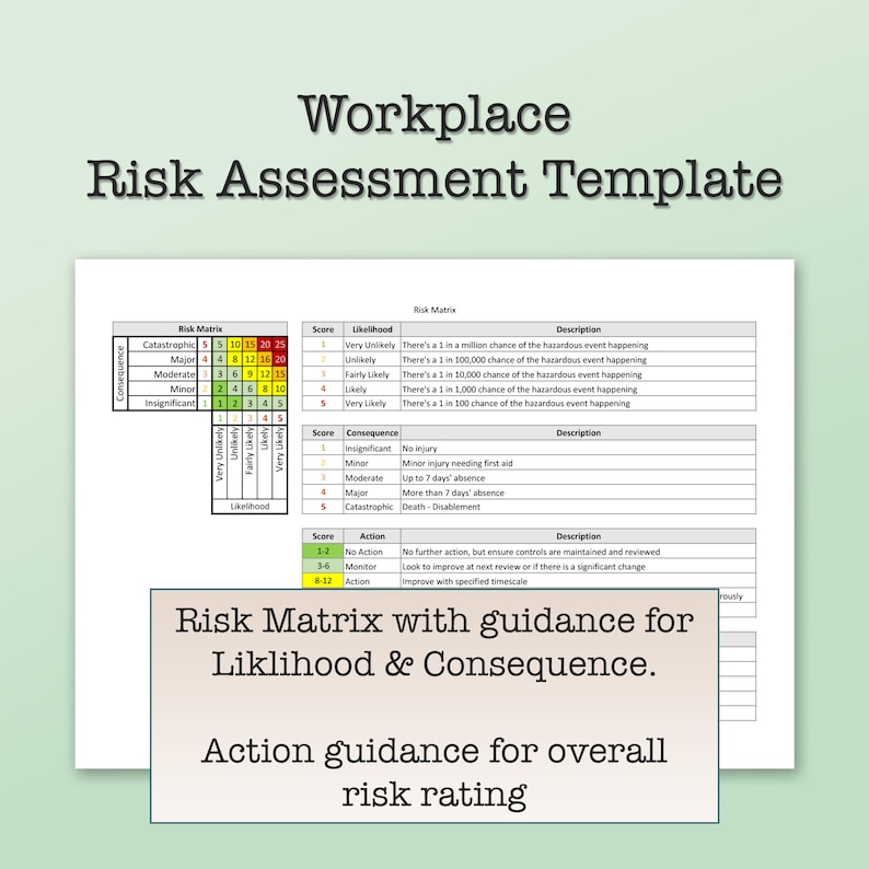 Workplace Risk Assessment Template (digital Download) - Etsy