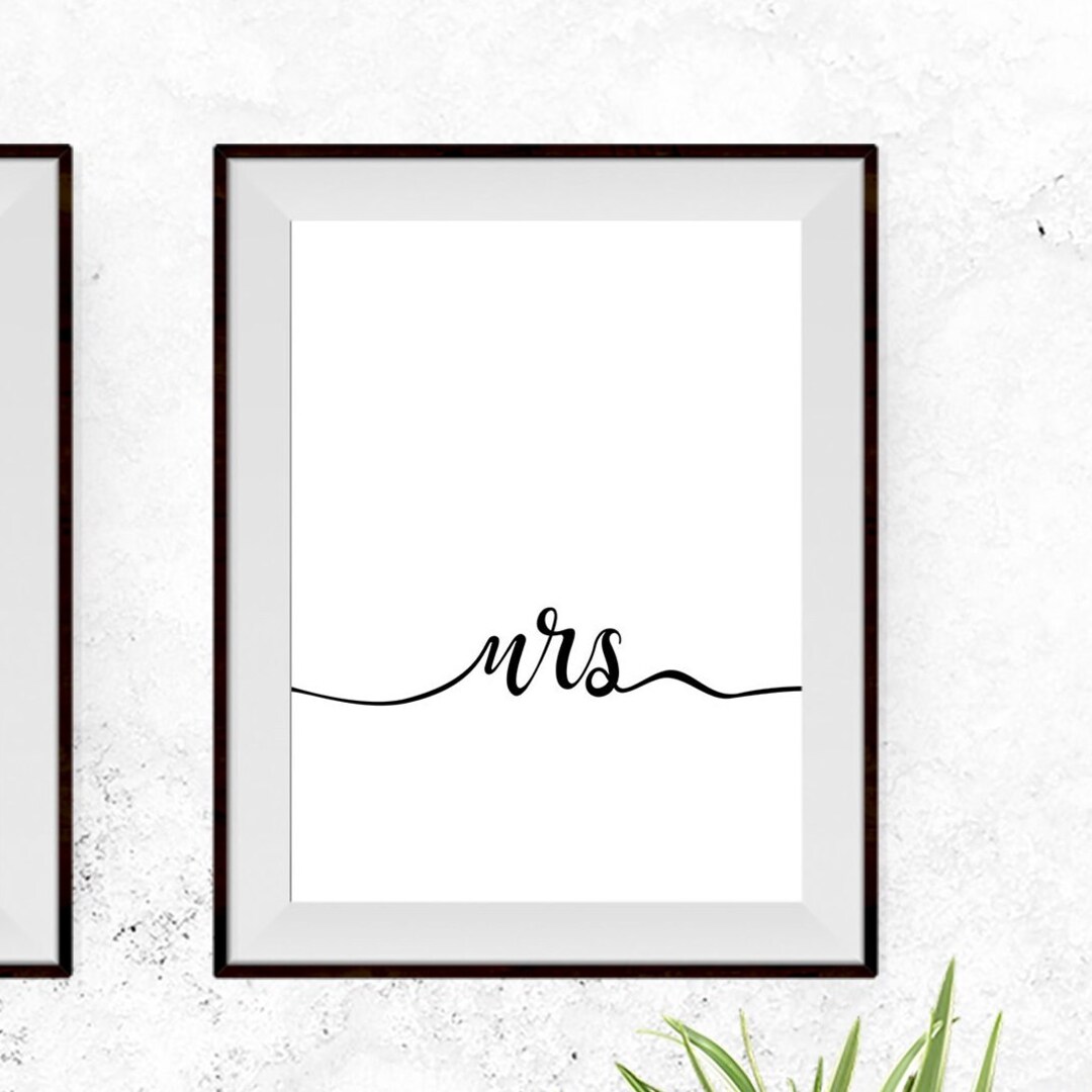 Mrs Script Printable Download Digital Wall Art Modern - Etsy