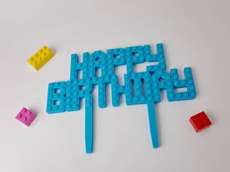 Happy Birthday Brick Inspired Cake Topper / Cake Decoration / - Etsy UK