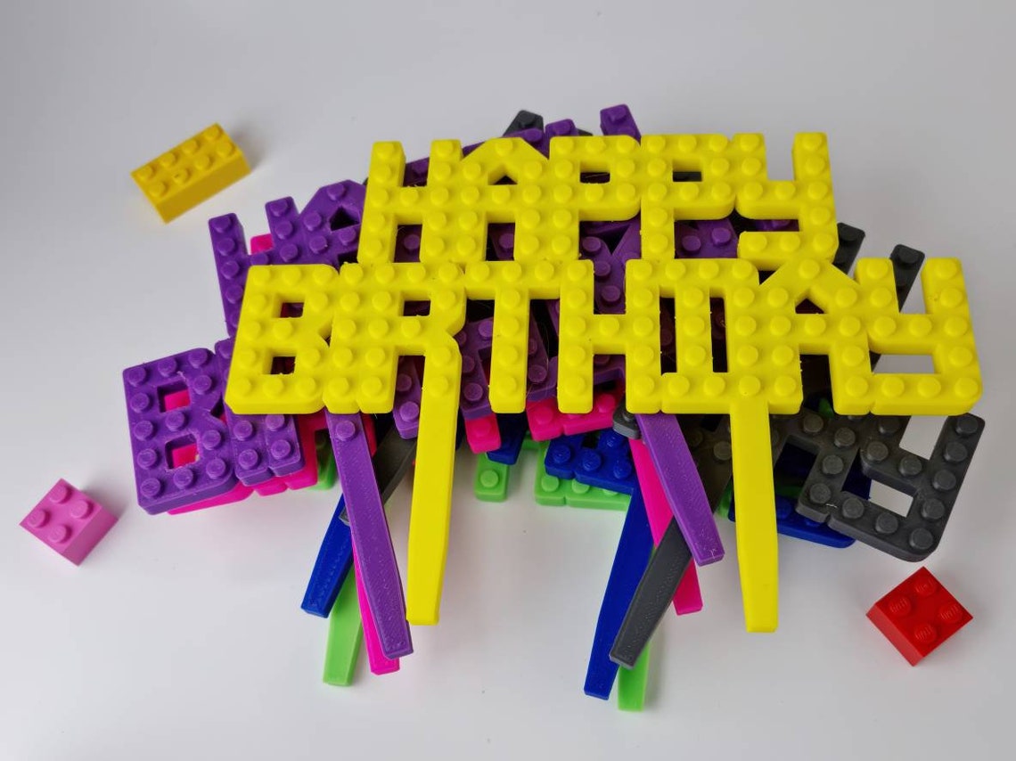 Happy Birthday Brick Inspired Cake Topper / Cake Decoration / - Etsy UK