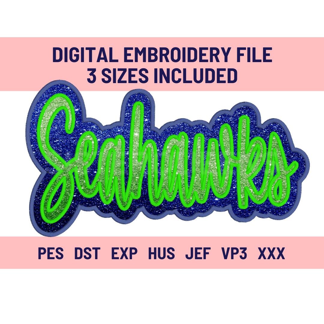 Applique Design-seahawks-digital Download-double Stacked Satin Stitch ...