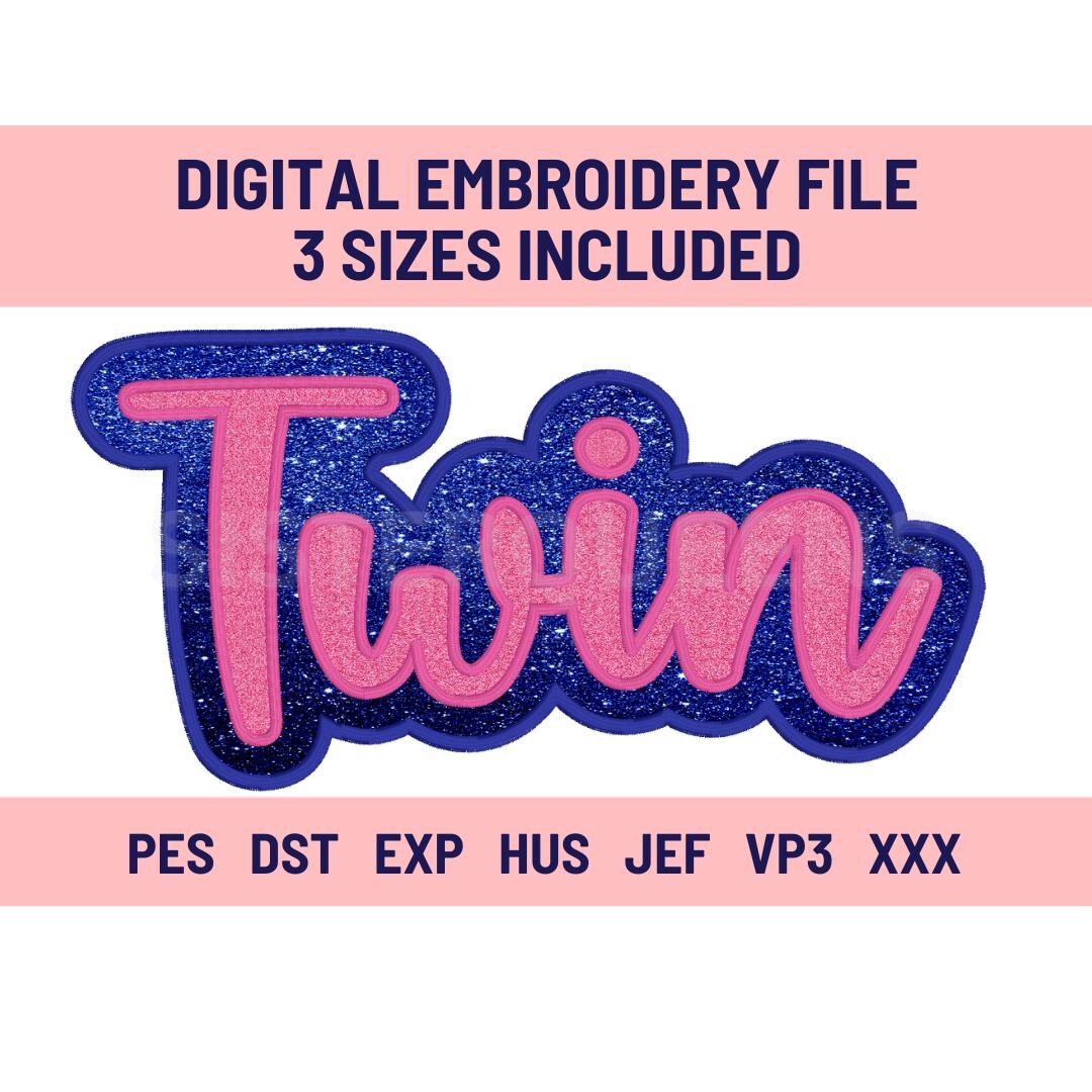 Applique Design-twin-digital Download-double Stacked Satin Stitch - Etsy