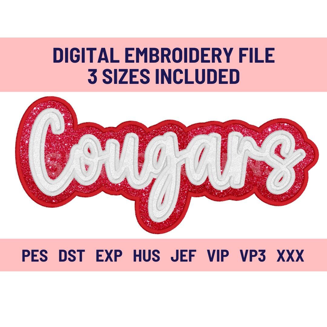 Double Stack Applique-cougars-digital File Embroidery Design - Etsy