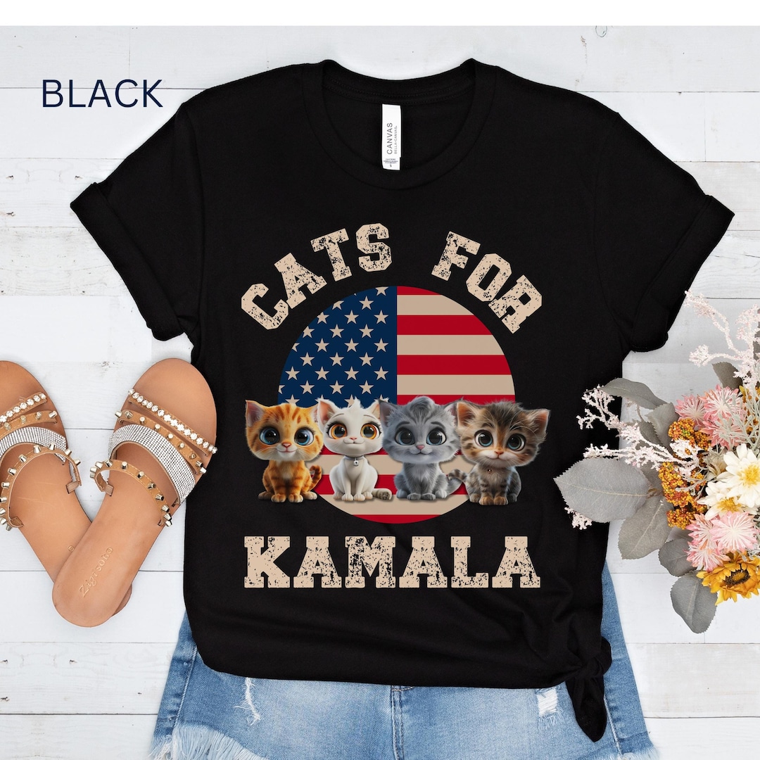 Cats for Kamala T-shirt, Cat Lady, Kamala Harris 2024, Madame President ...