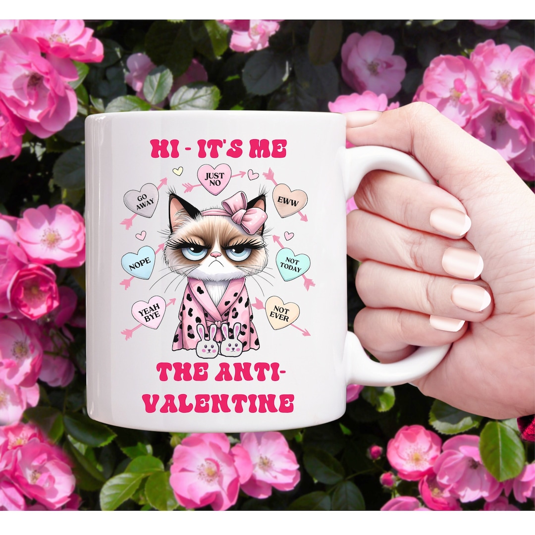 Funny Grumpy Cat Anti-valentine Ceramic Coffee Mug - Etsy