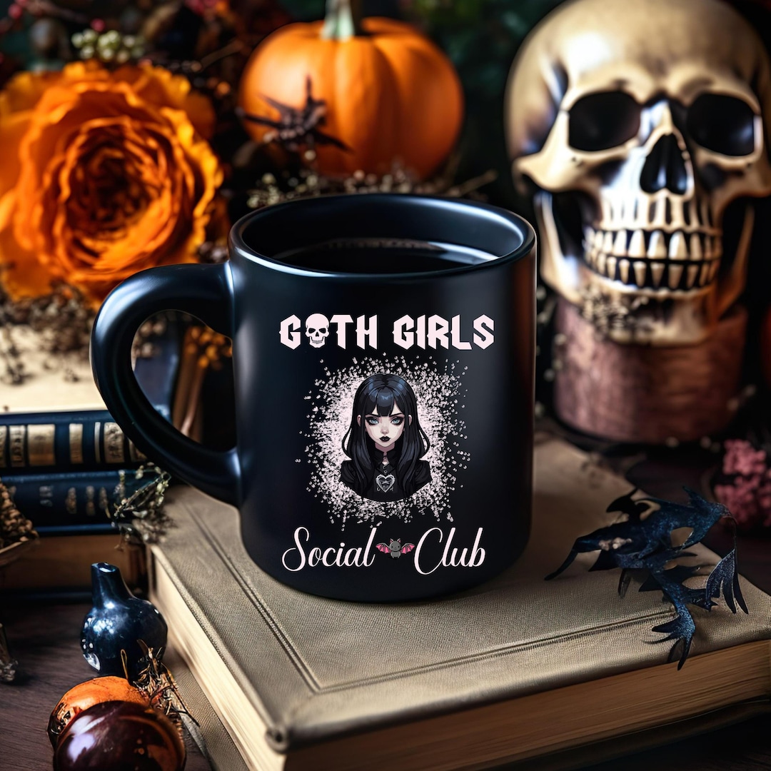 Goth Girls Social Club Black Coffee Mug, Spooky Girl Coffee Cup ...
