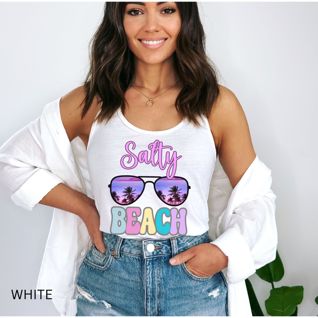Salty Beach Racerback Tank, Summer Beach Tank Top, Beachy Vibes Top ...