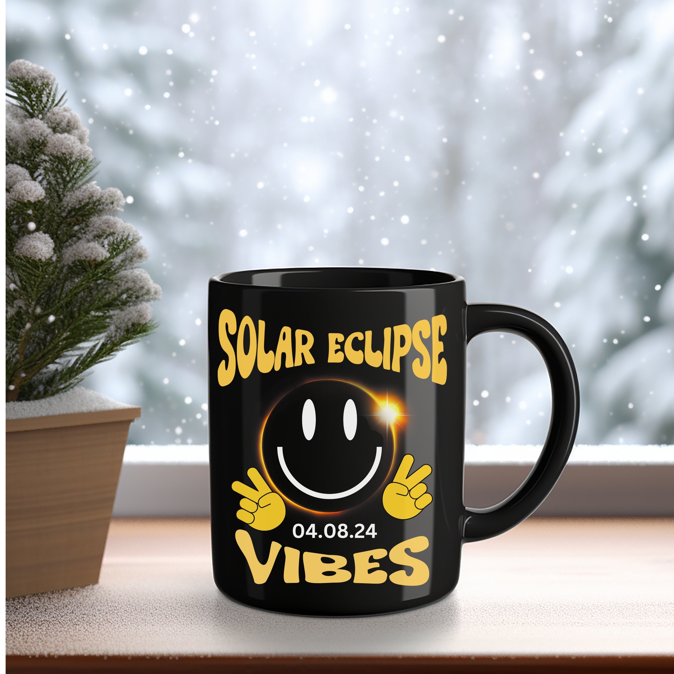 Solar Eclipse Vibes Ceramic Coffee Mug, Groovy Eclipse, Total Solar ...