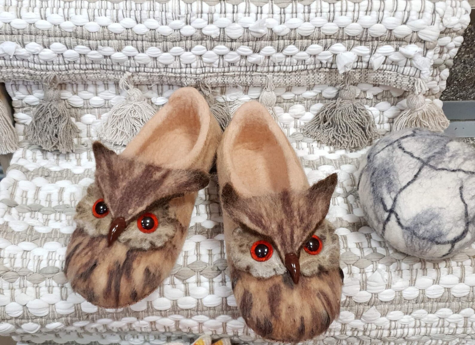 Owl Slippers Mens-woolen Slippers-felt- Slippers-woolen Clogs-felt ...