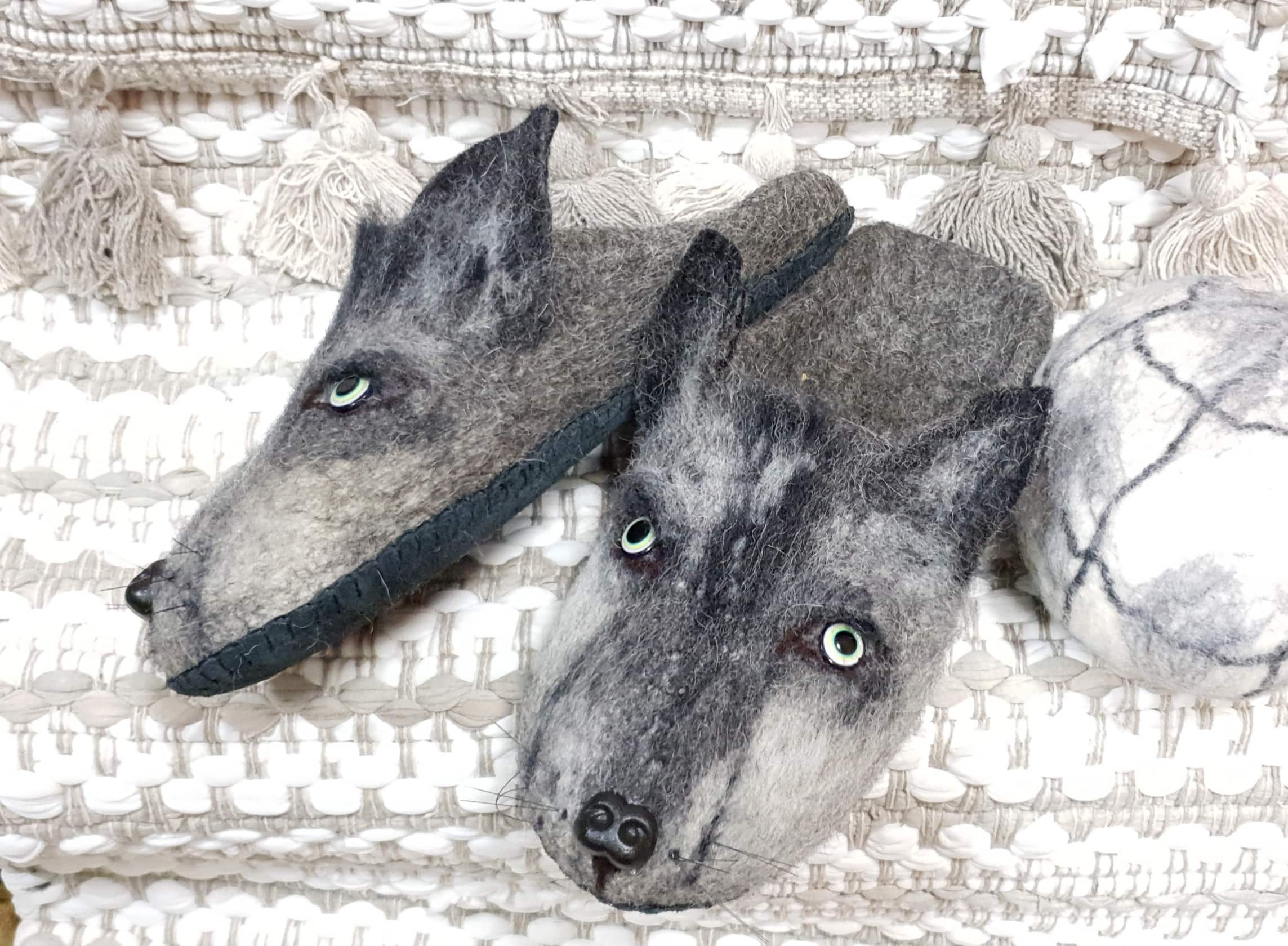 Female and Male Slippers Are Wolf. Felt Slippers Wool Home - Etsy UK