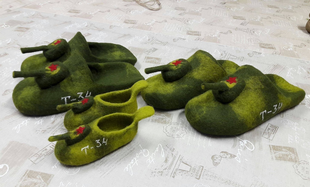 Tank Slippers T-34 , panzer Woolen Slippers, Children, Felted Clogs ...
