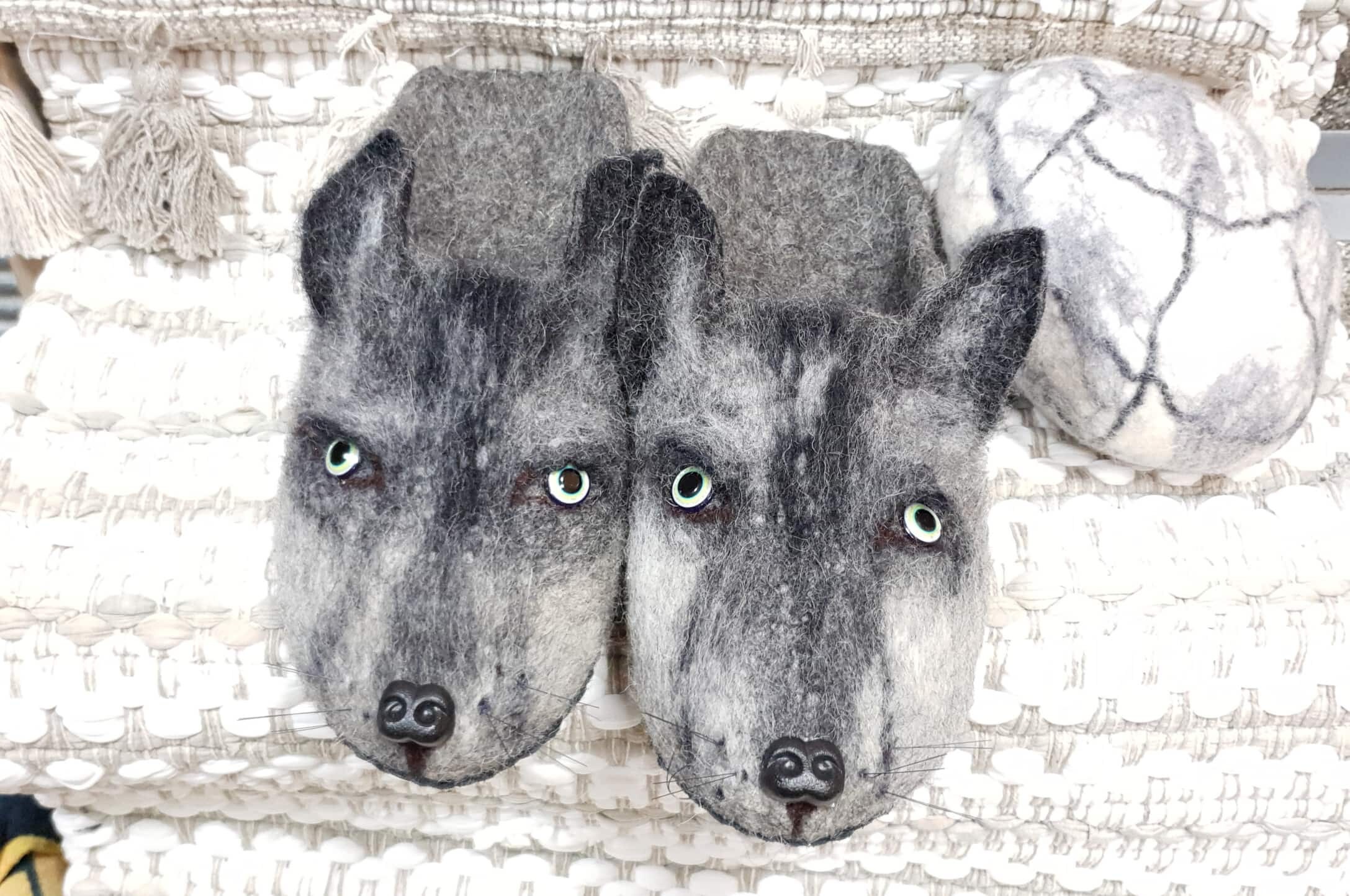 Female and Male Slippers Are Wolf. Felt Slippers Wool Home - Etsy UK