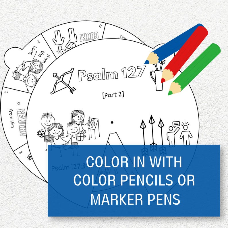 Psalm 127 Coloring Wheels, Printable Sunday School Craft, Kids Bible ...