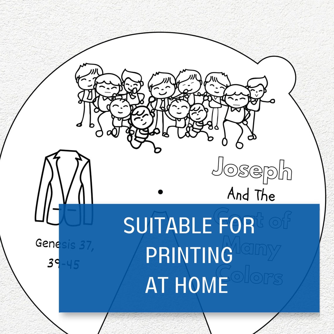 Joseph and the Coat of Many Colors Coloring Wheel, Printable Sunday ...
