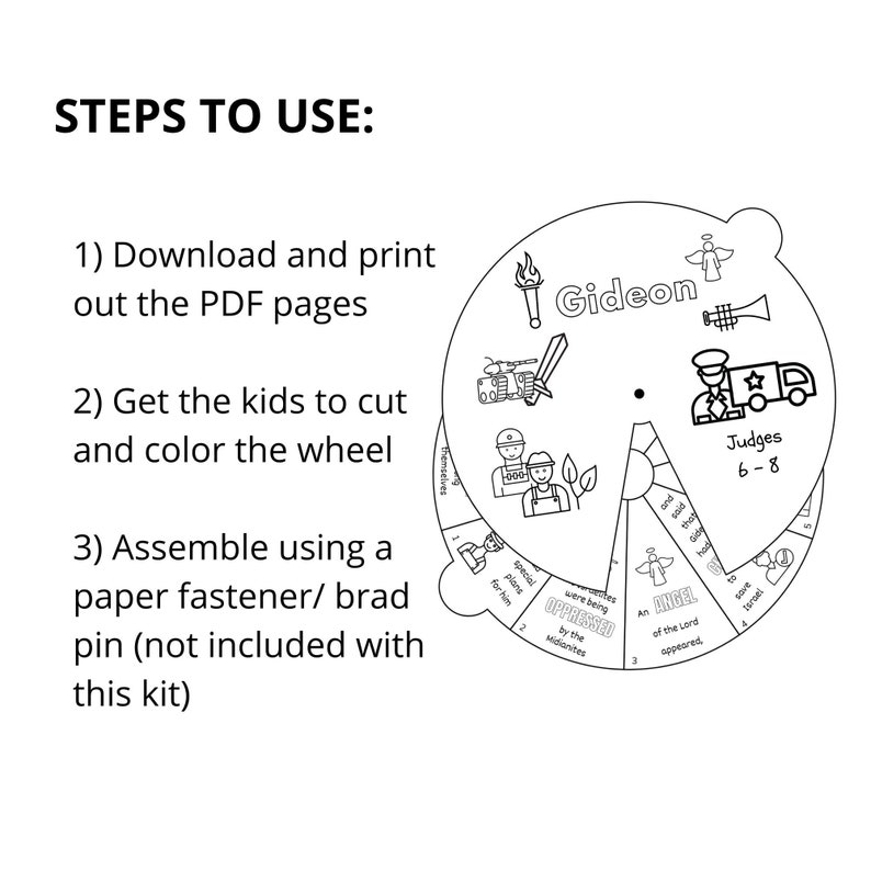 Gideon Coloring Wheel, Printable Sunday School Craft, Bible Story ...