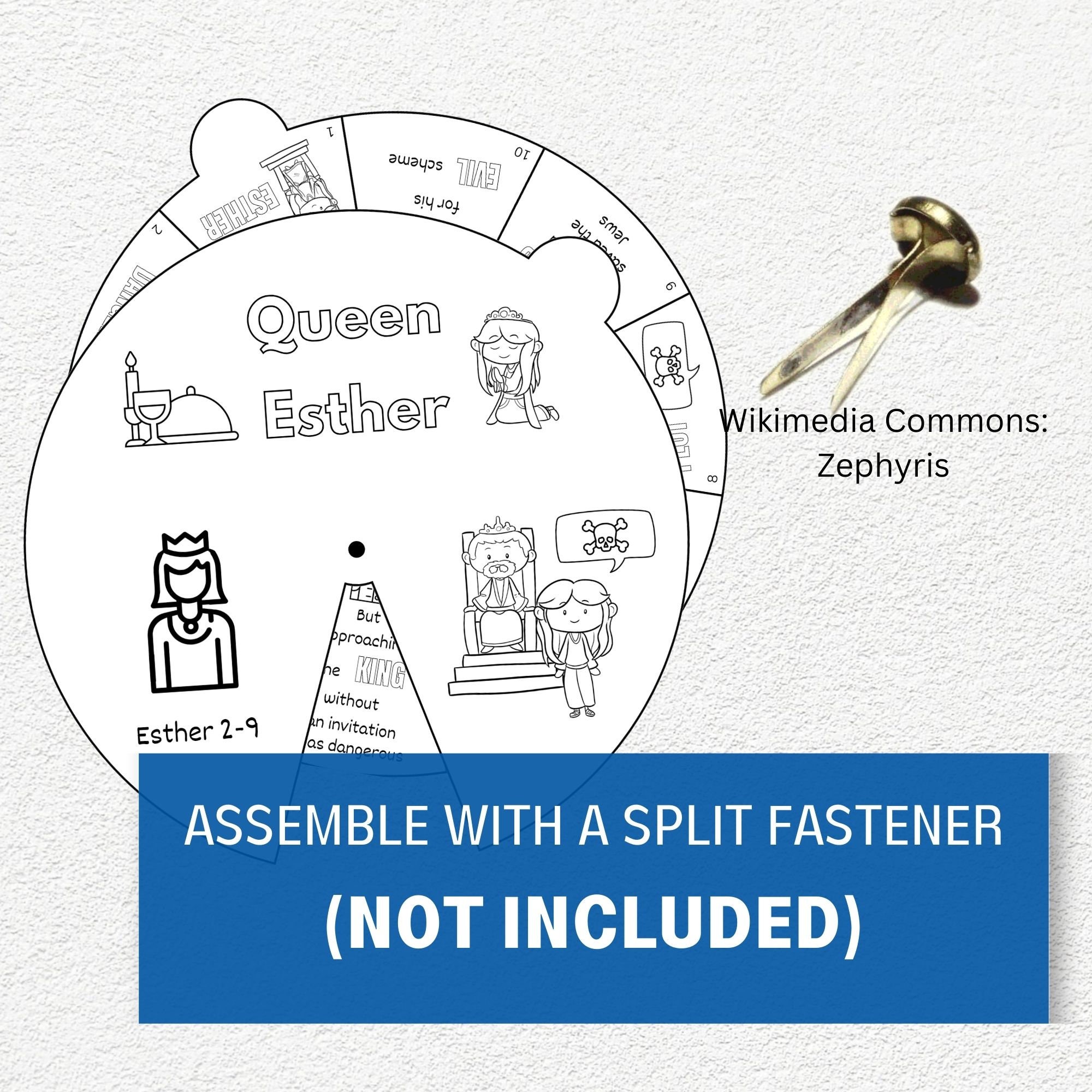 Queen Esther Coloring Wheel, Printable Sunday School Craft, Purim Bible ...