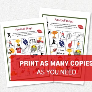 Football Bingo, 50 American Football Bingo Cards Printable, the Big ...