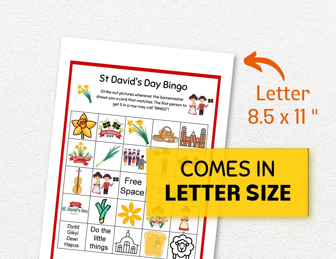 St David’s Day Bingo, 50 Printable Bingo Cards, Welsh-themed Bingo ...