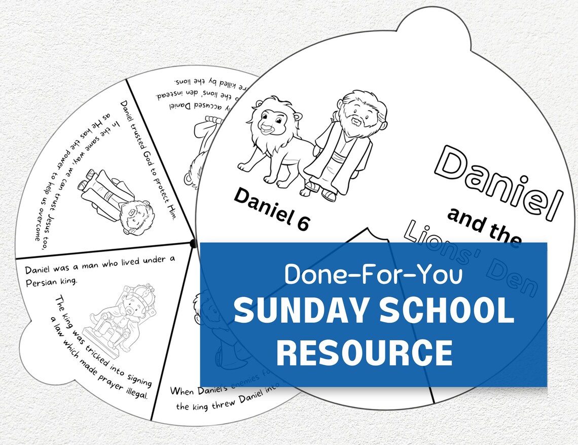 Daniel and the Lions’ Den Coloring Wheel, Printable Sunday School Craft ...