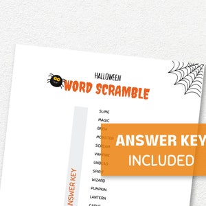 Halloween Word Scramble Printable, Halloween Word Scramble for Kids and ...