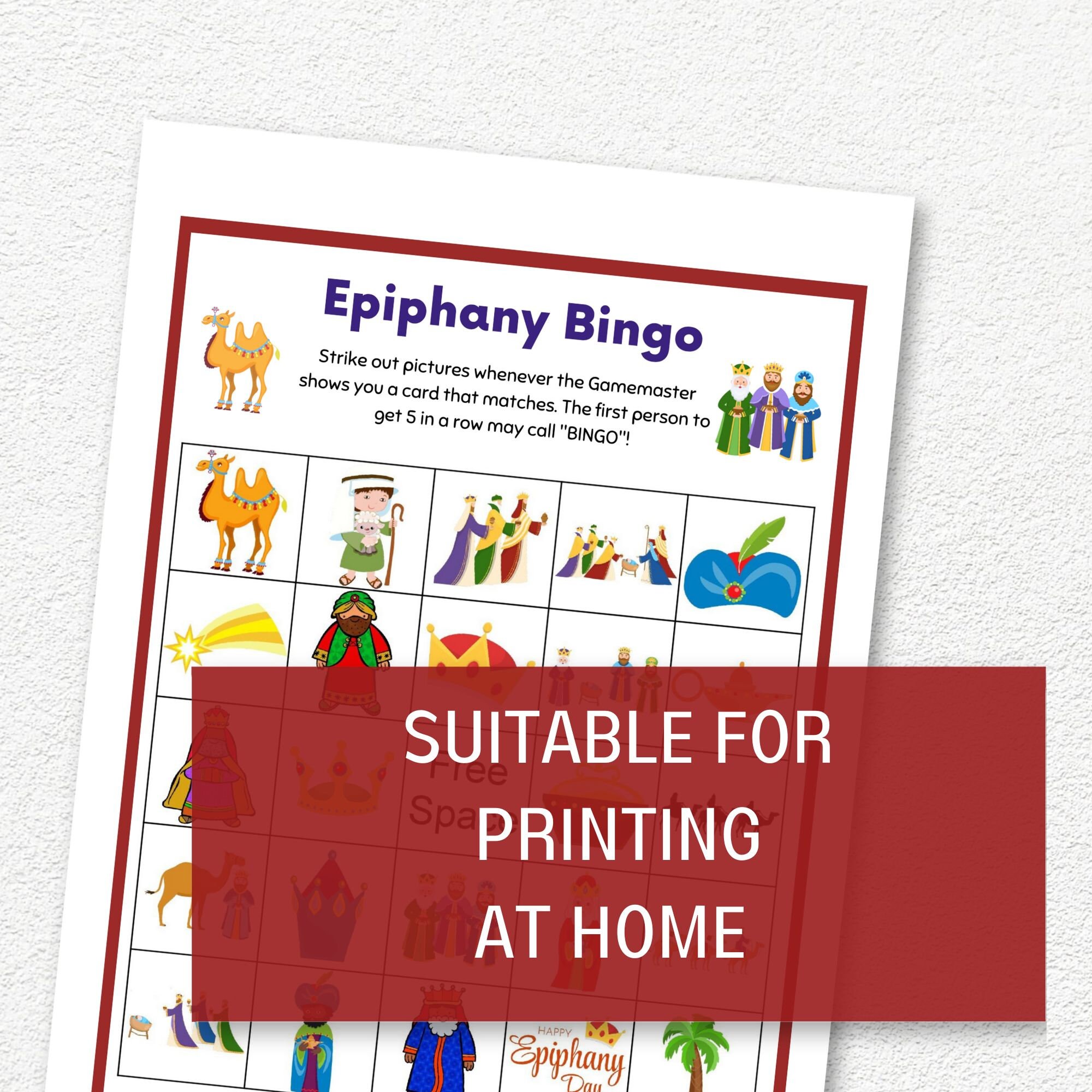 Epiphany Bingo Cards, 50 Bingo Printable Cards for Three Kings Day ...