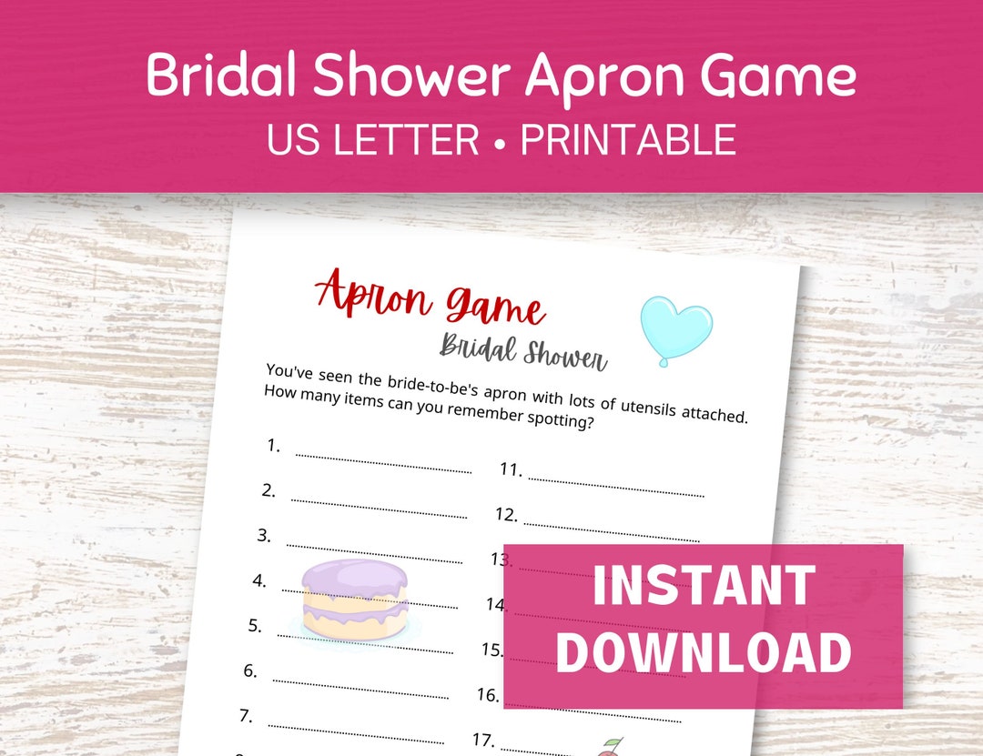 Apron Game Bridal Shower, Tea Party Bridal Shower Games Printable - Etsy
