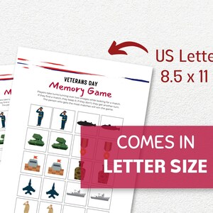 Veterans Day Memory Match Game, Veterans Day Memory Game Printable ...