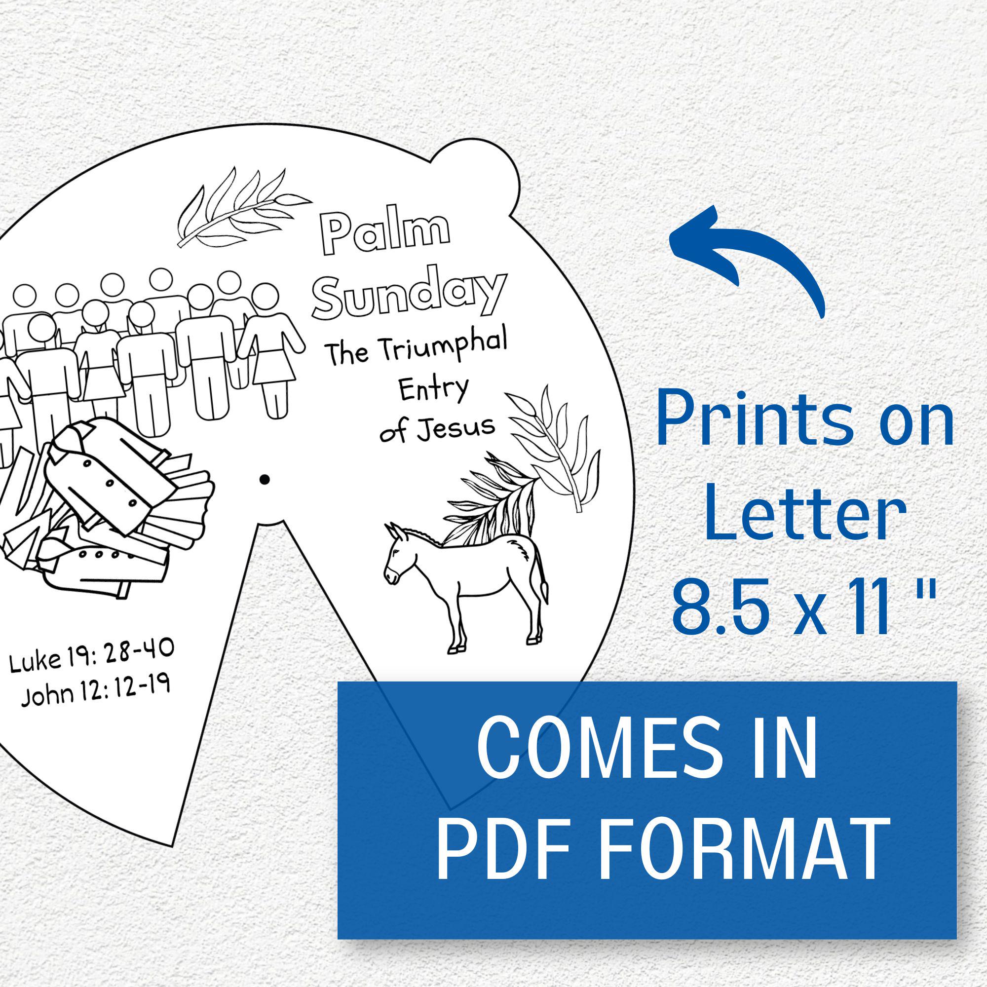 Palm Sunday Coloring Wheel, Triumphal Entry Sunday School Craft, Bible ...