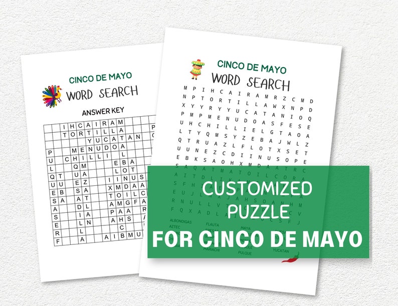 Cinco De Mayo Word Search Printable, Mexican Theme Party Games, Word ...