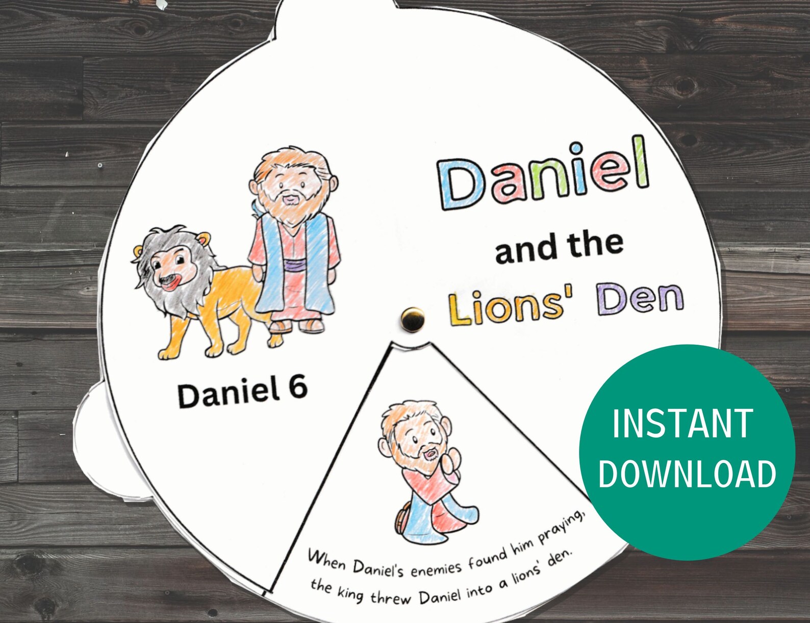 Daniel and the Lions Den Coloring Wheel, Printable Sunday School Craft ...
