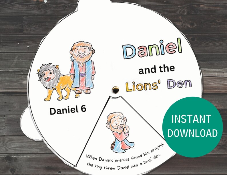 Daniel and the Lions Den Coloring Wheel, Printable Sunday School Craft ...
