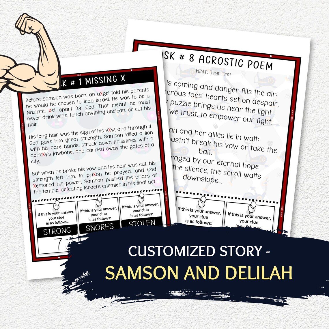 Samson Escape Room, 12 Printable PDF Puzzles, Samson Bible Activities ...