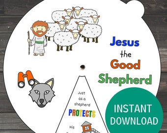The Good Shepherd Bible Wheel Craft, John 10:1-16 Bible Lesson, Sunday ...