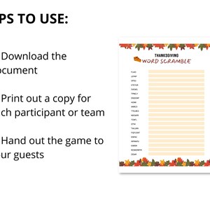 Thanksgiving Word Scramble Printable, Thanksgiving Games for Family ...