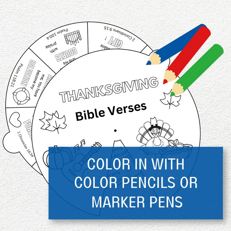Thanksgiving Bible Verses Coloring Wheel, Printable Sunday School Craft ...
