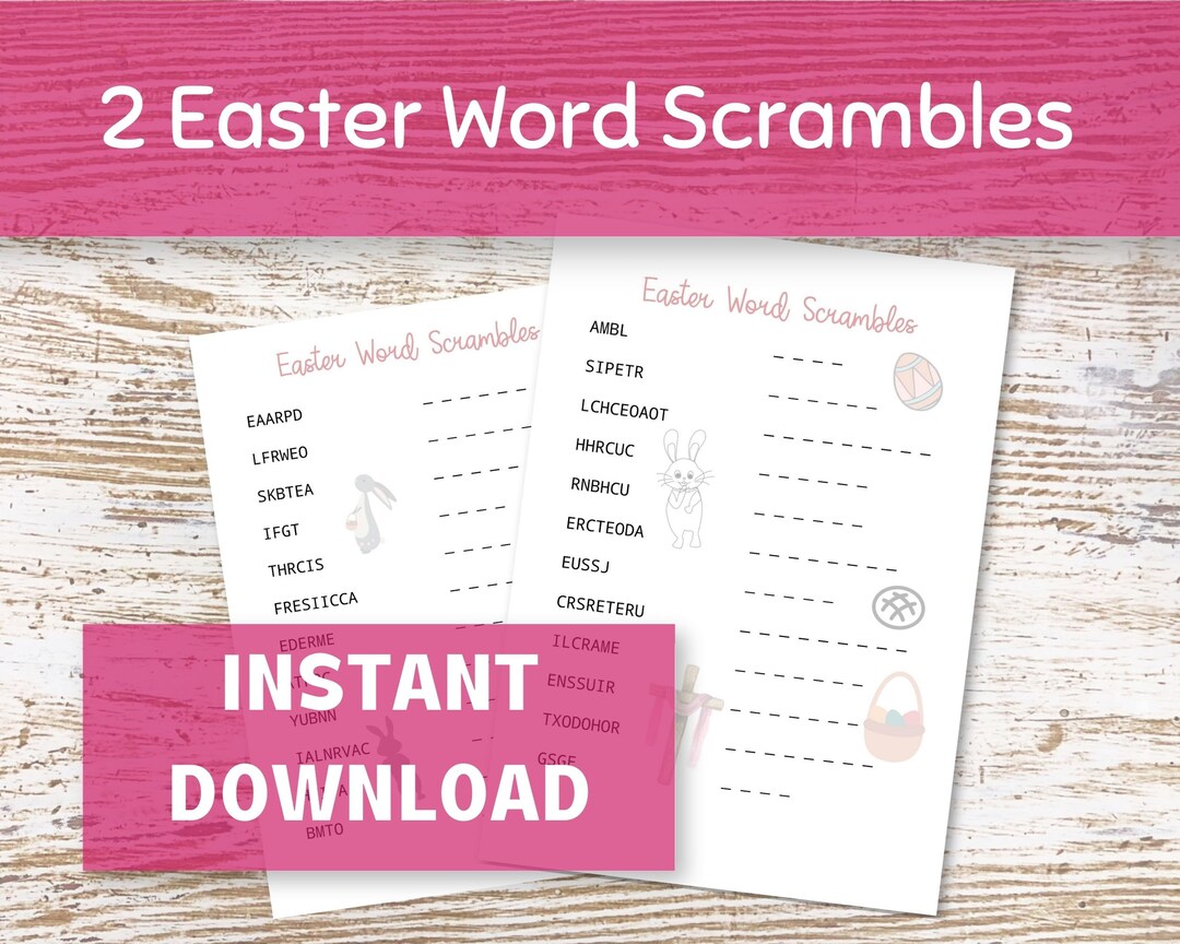 Easter Word Scramble Printable, 2 Easter Game Printables, Word Puzzle ...