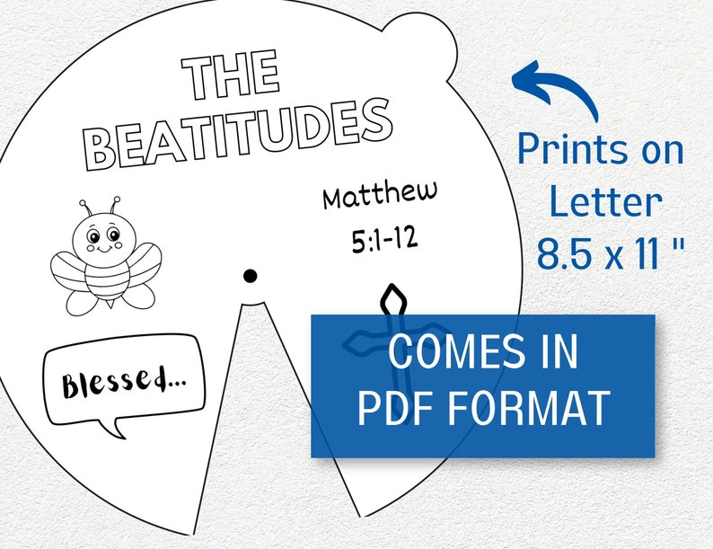 The Beatitudes Coloring Wheel, Beatitudes Craft Printable, Kids Bible ...
