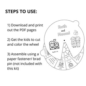 Ruth and Naomi Coloring Wheel, Printable Sunday School Lesson, Kids ...