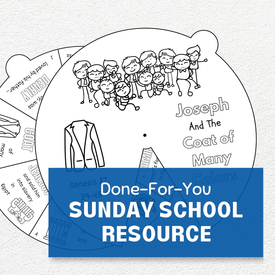 Joseph and the Coat of Many Colors Coloring Wheel, Printable Sunday ...